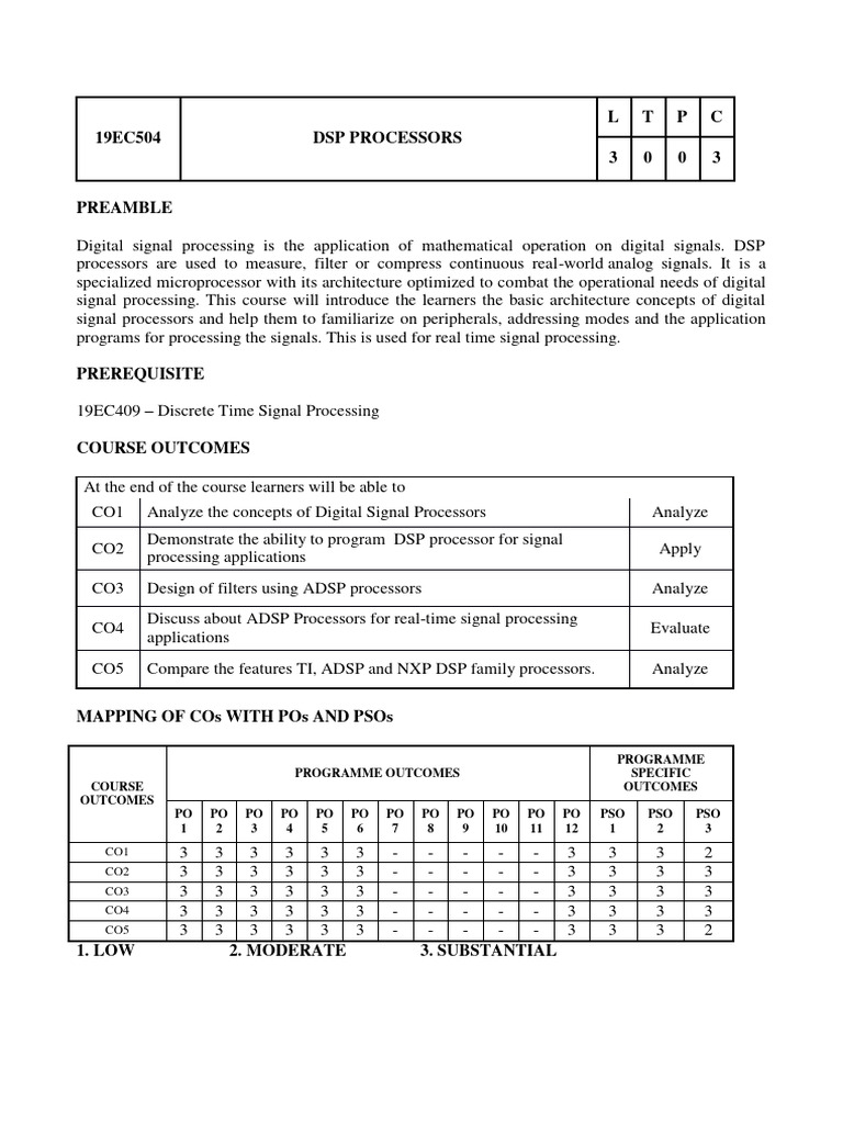 19ec504 - DSP Processors | PDF | Digital Signal Processor | Digital Signal Processing