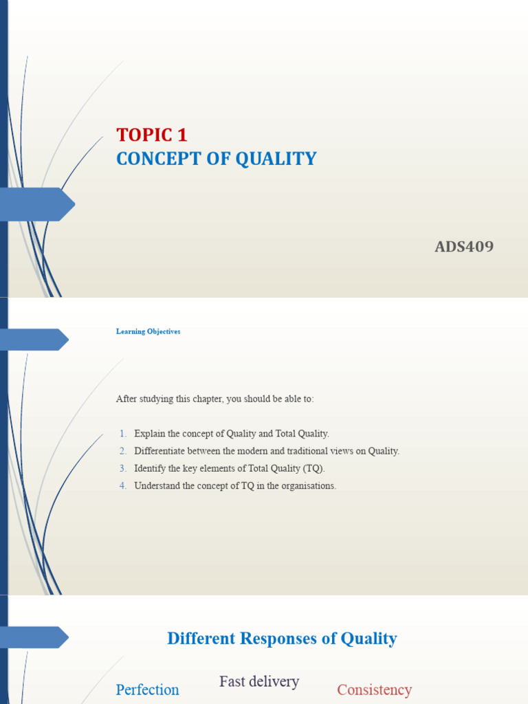 Topic 1 | Download Free PDF | Quality (Business) | Quality Assurance