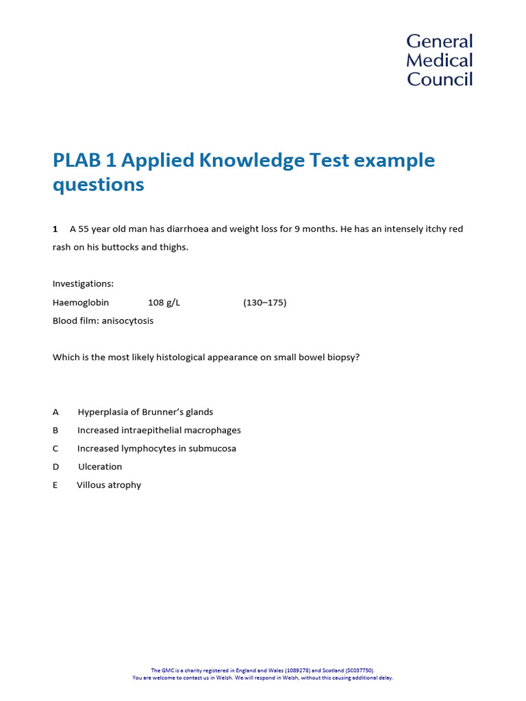 Factsheet - Assess Dev - PLAB 1 Applied Knowledge Test Example ...