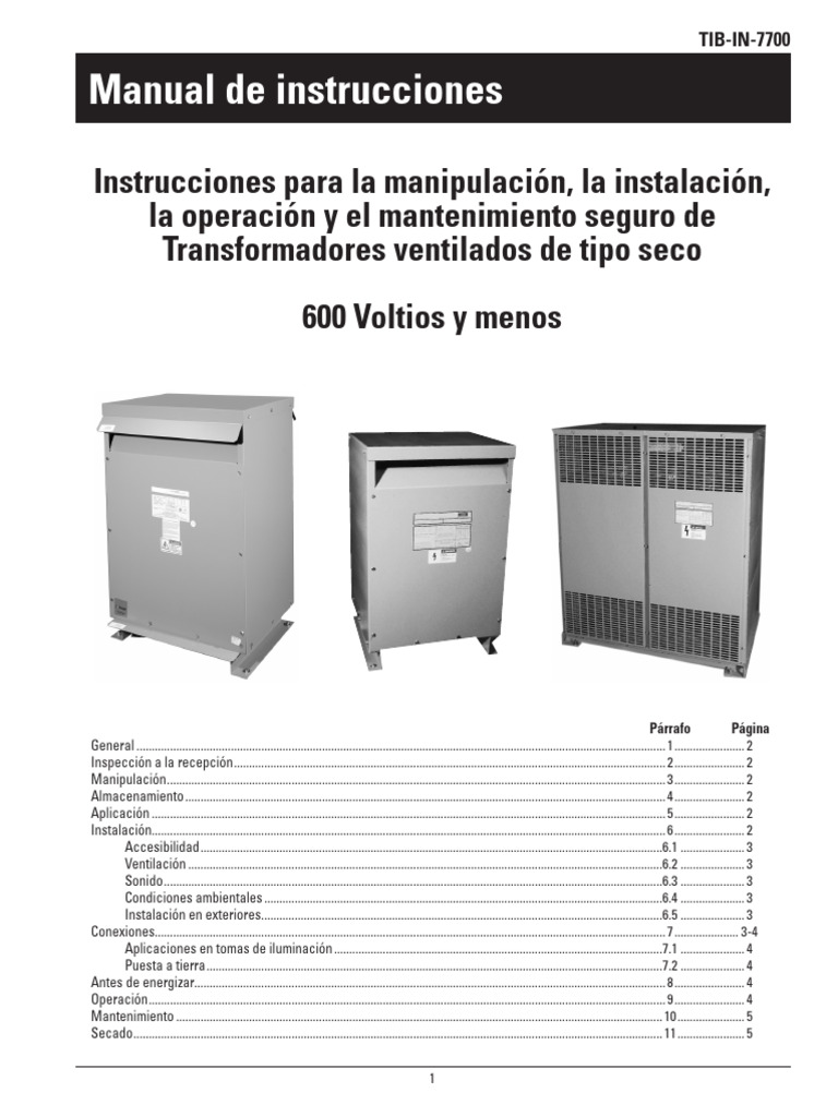 600-Voltios-y-menos-IN-7700 Transformador Tipo Seco | PDF | Transformador | Tornillo