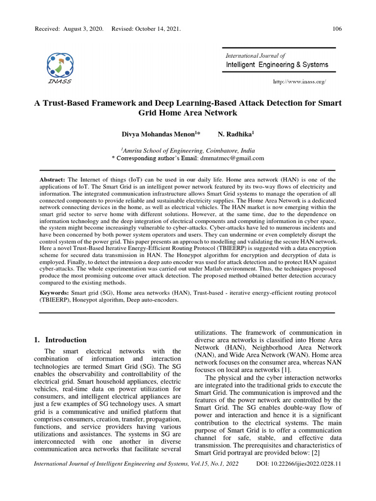 A Trust-Based Framework and Deep Learning-Based Attack Detection For Smart Grid Home Area ...