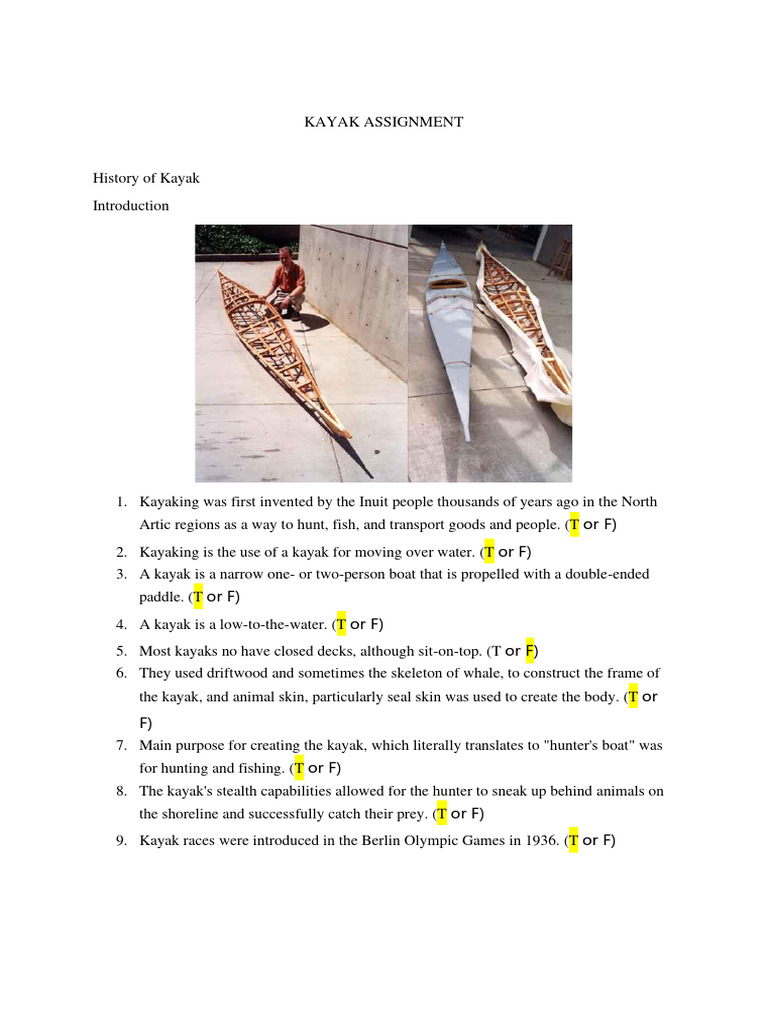 Kayak Assignment | PDF | Travel | History
