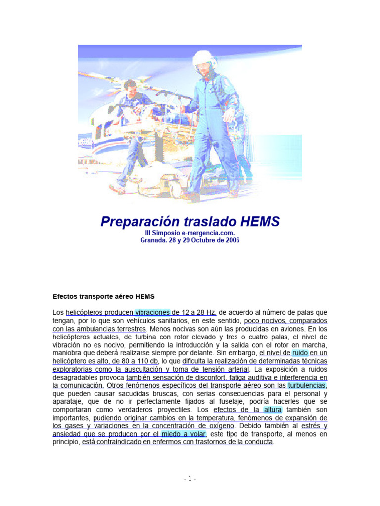 Preparacion Traslado HEMS | PDF | Helicóptero | ruido