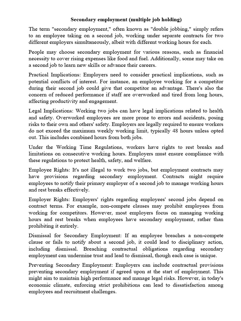 Secondary employment, Kizyma, sem 2 | PDF | Employment | Working Time