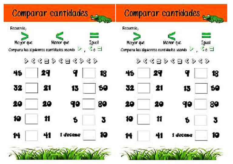 actividad de comparación con signos | PDF