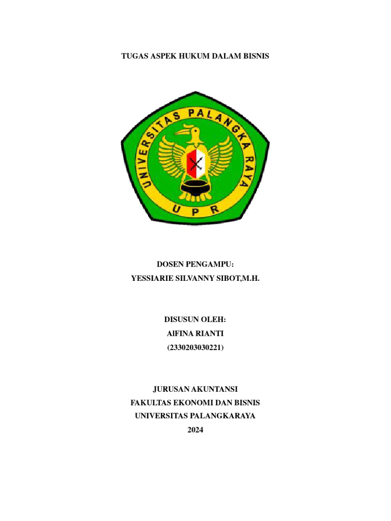 Alfina Rianti Tugas Aspek Hukum Dalam Bisnis | PDF | Hukum
