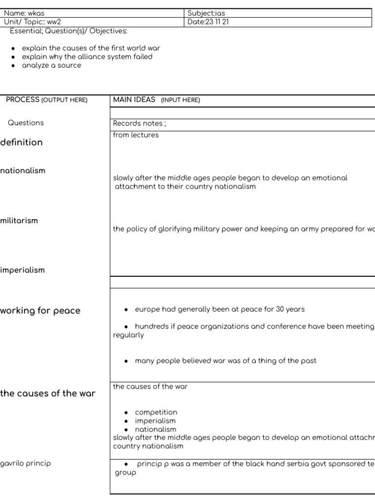 Cornell Notes Description | PDF | Austria Hungary | Europe