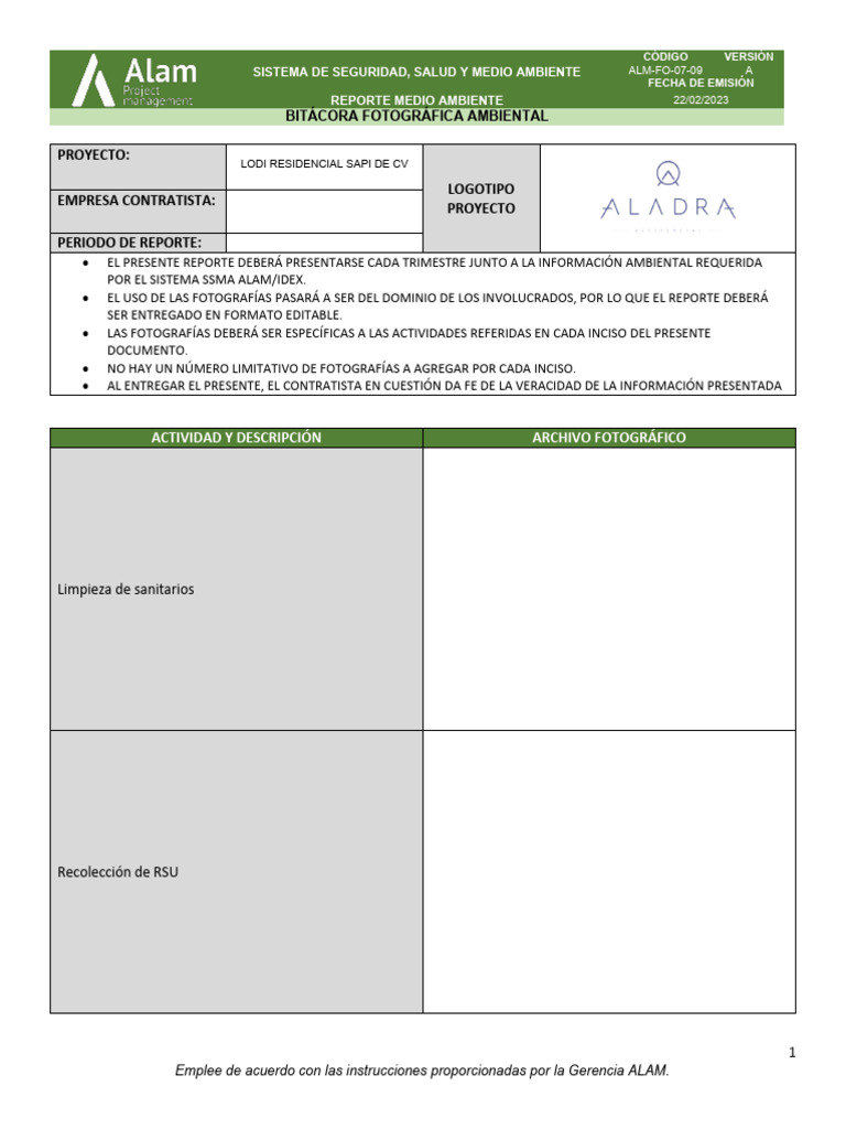 Bitácora Ambiental Lodi Residencial | PDF | Entorno natural ...