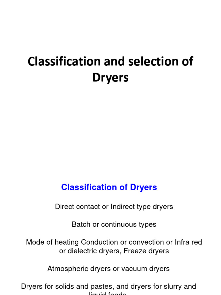 Module 2 Classification and Selection of Dryers | PDF | Clothes Dryer | Vacuum