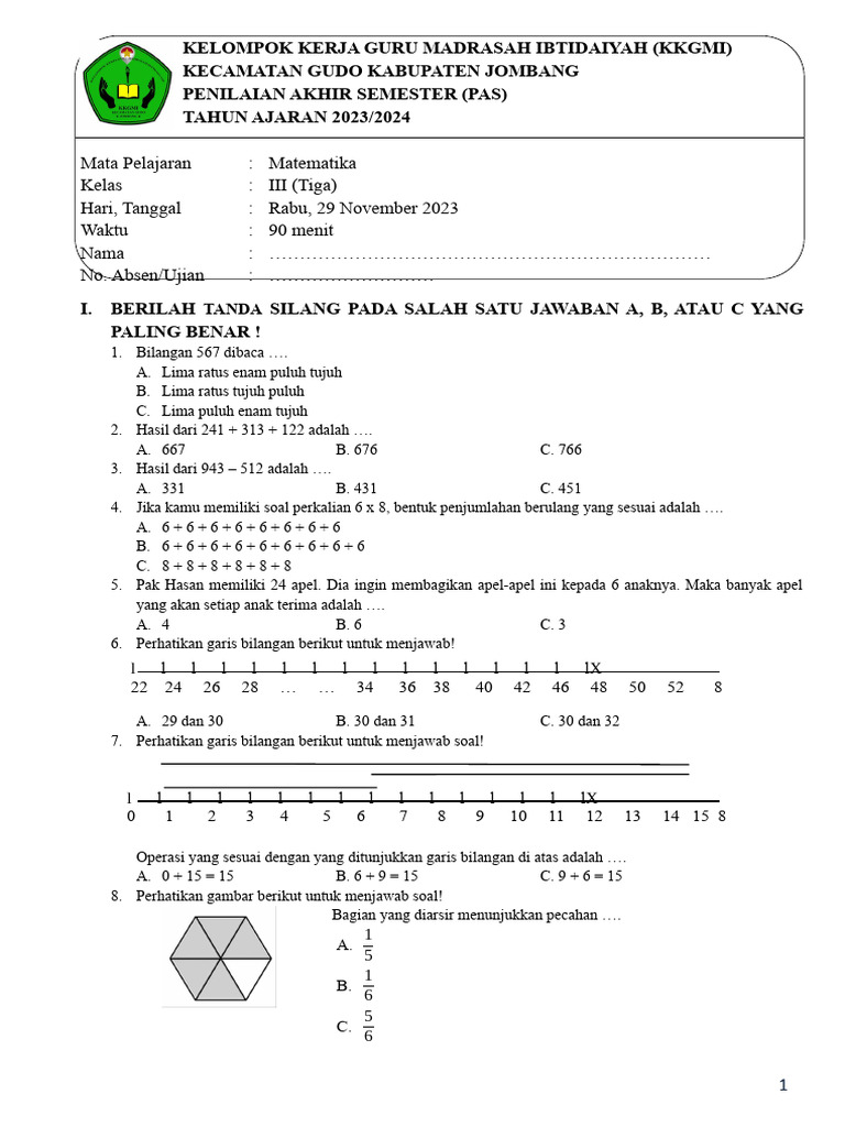 Soal Matematika Kelas 3 | PDF