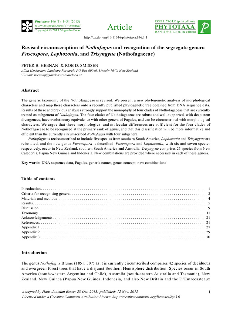 Revised Circumscription of Nothofagus and Recognition of The Segregate ...