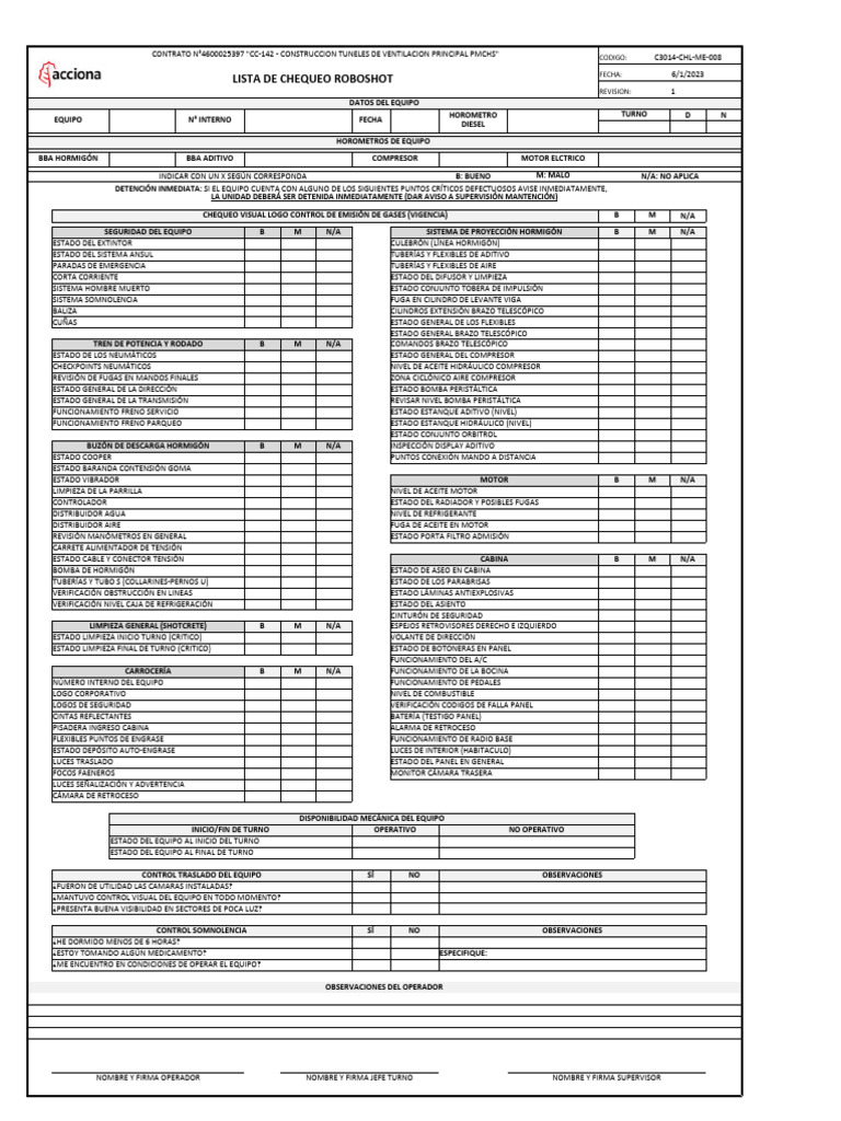 C3014-CHL-ME-008 Rev. 1 Check List Roboshot | PDF | Carros deportivos | Coche
