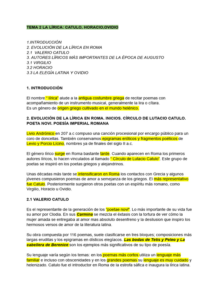 TEMA 2 LATIN | PDF | Ovidio | Horacio