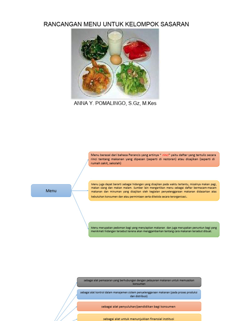 Rancangan Menu Untuk Kelompok Sasaran | PDF