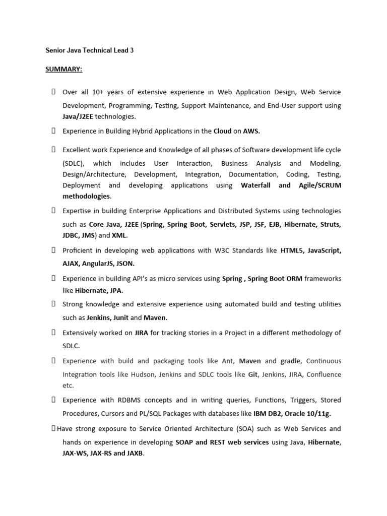 Senior Java Technical Lead 3 | PDF | Spring Framework | World Wide Web