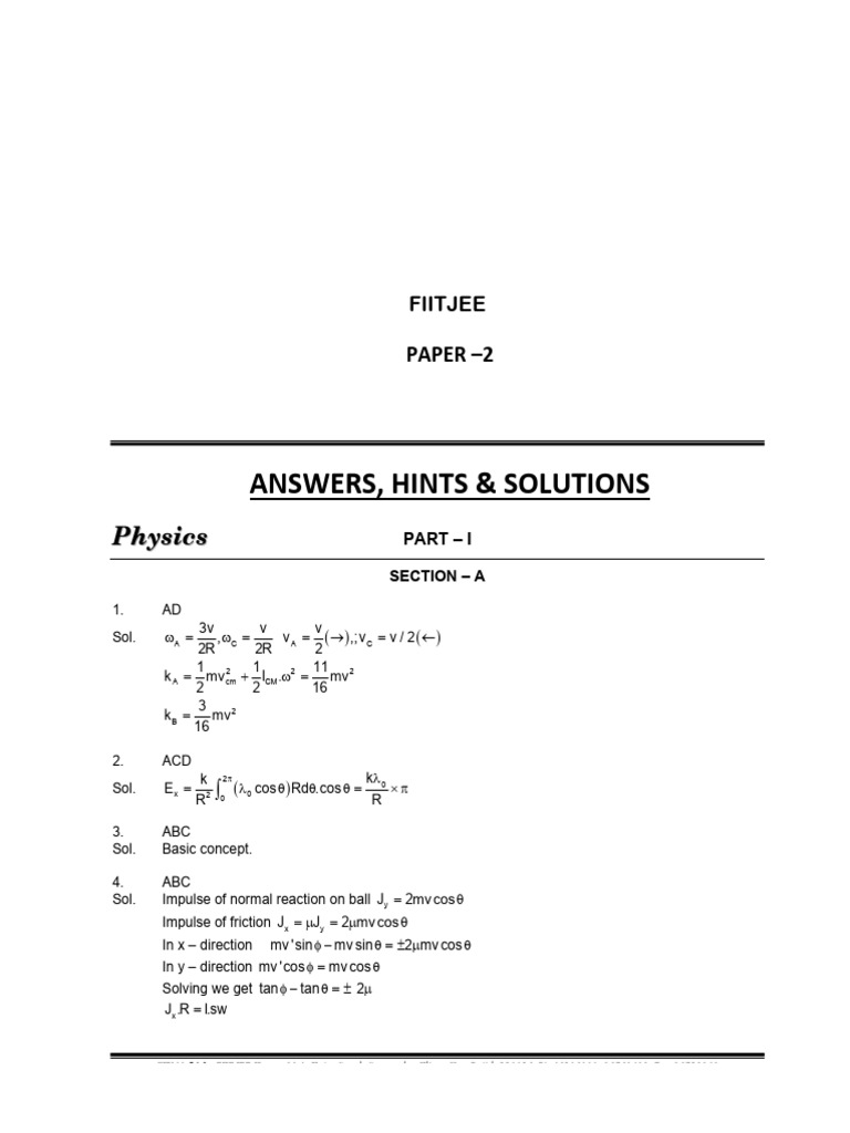 Mock Test-4 Physics P2 Solution | PDF