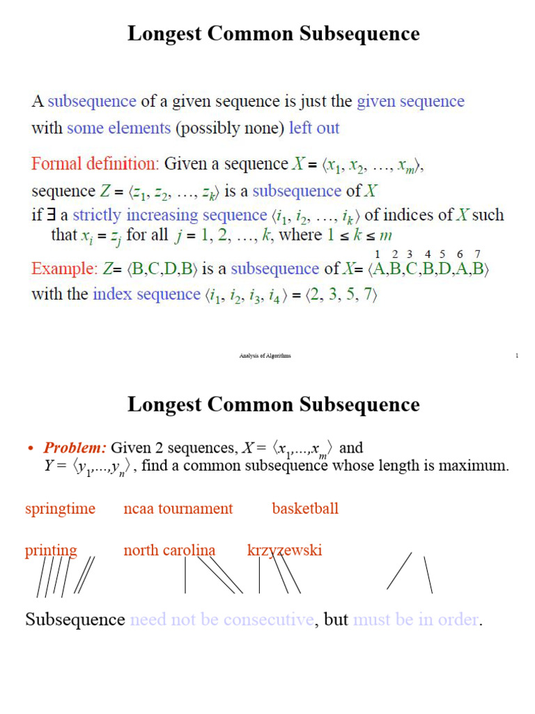 LCS using DP | PDF | String (Computer Science) | Algorithms