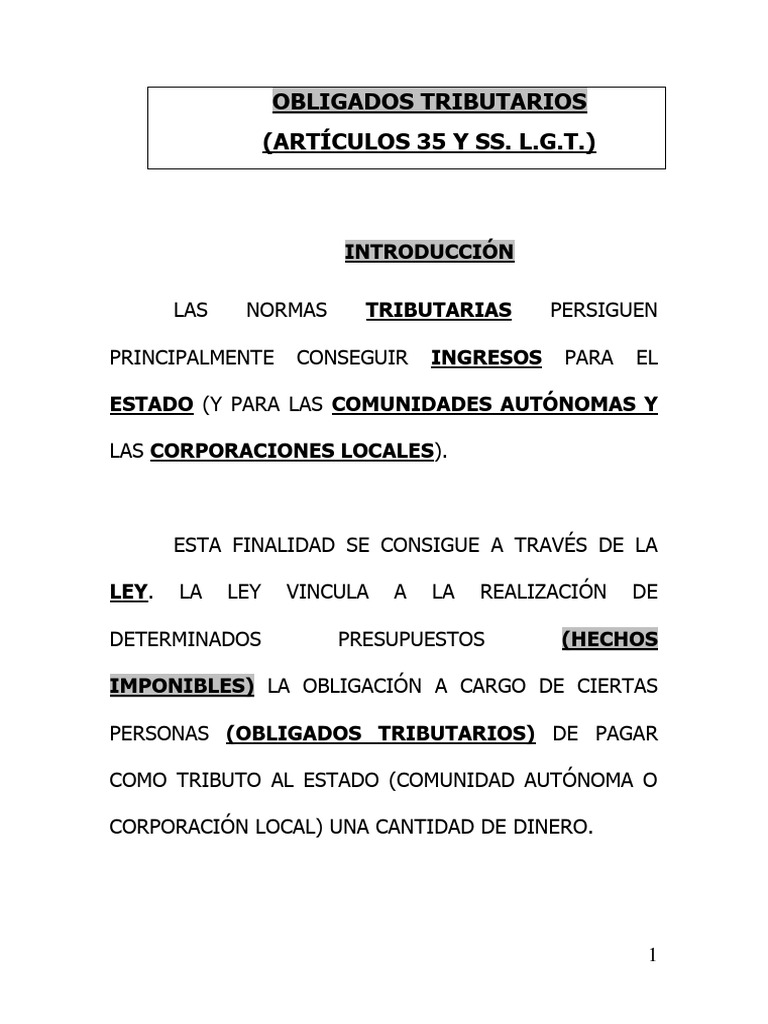 Obligados Tributarios | PDF