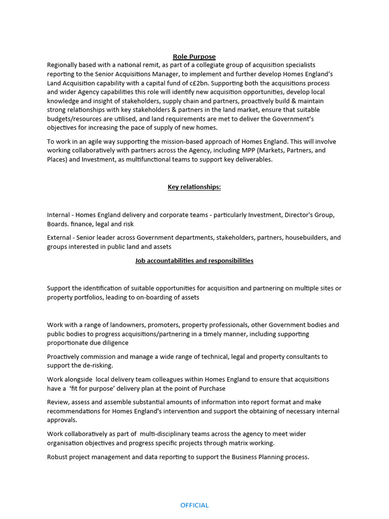 JD - Acquisitions Manager | PDF | Mergers And Acquisitions | Project Management