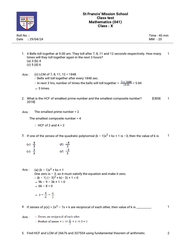 Ms 10 Class | PDF | Elementary Mathematics | Discrete Mathematics