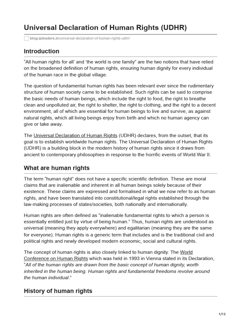 Universal Declaration of Human Rights UDHR | PDF | Human Rights ...