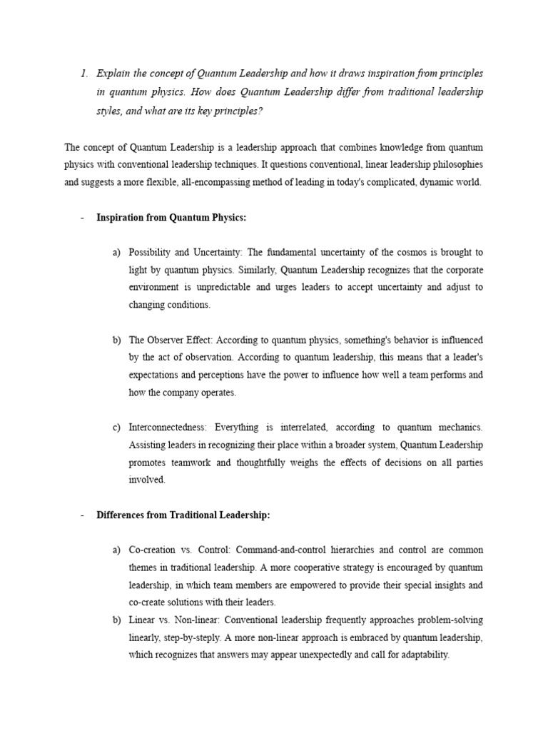 Quantum Leadership | PDF | Leadership | Quantum Mechanics