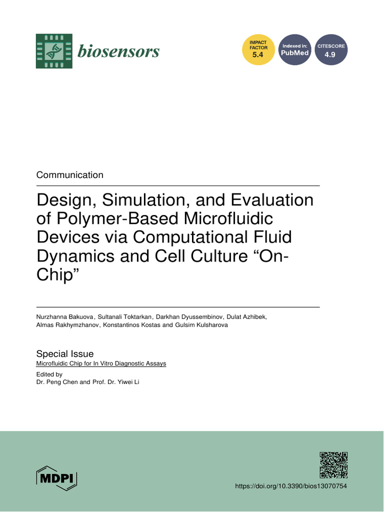 Design, Simulation, and Evaluation of Polymer Based Microfluidic Devices Via Computational Fluid ...