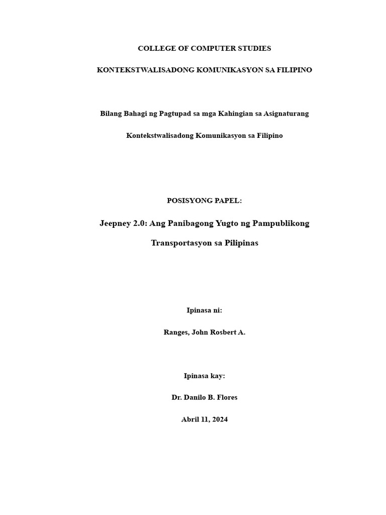 Position Paper Ni Rosbert | PDF