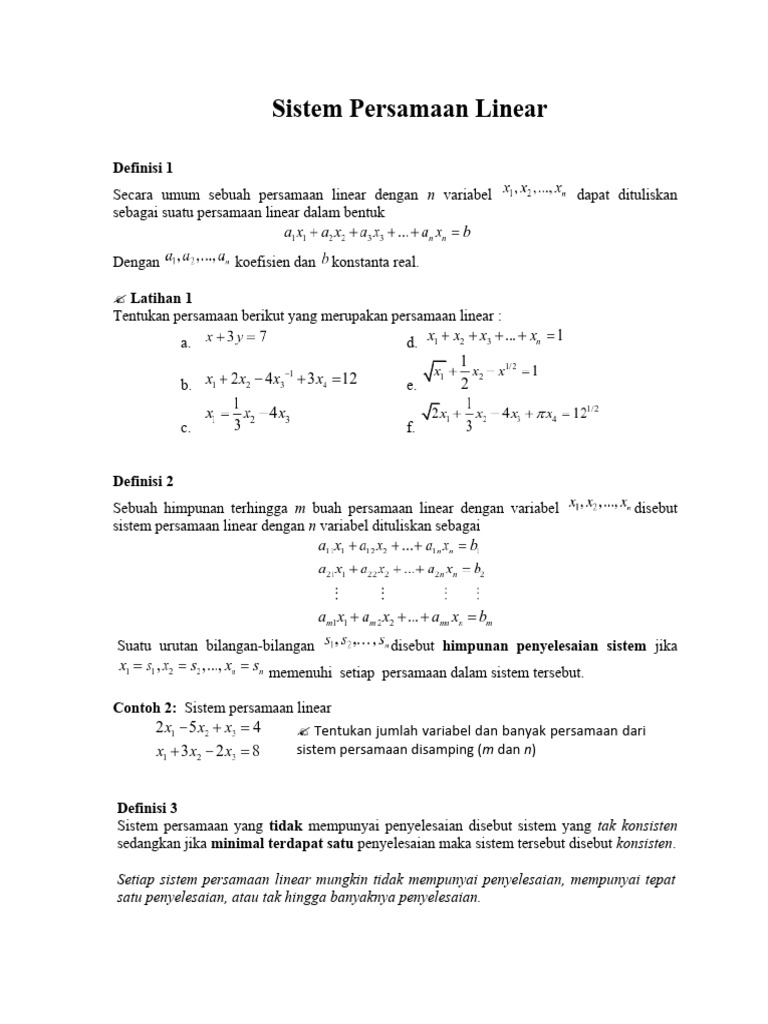 Modul 1th meeting Sistem Persamaan Linear | PDF