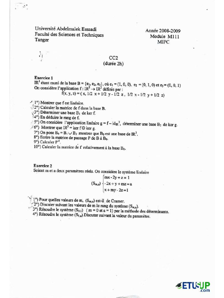 Exercice Algebre 9,8 | PDF