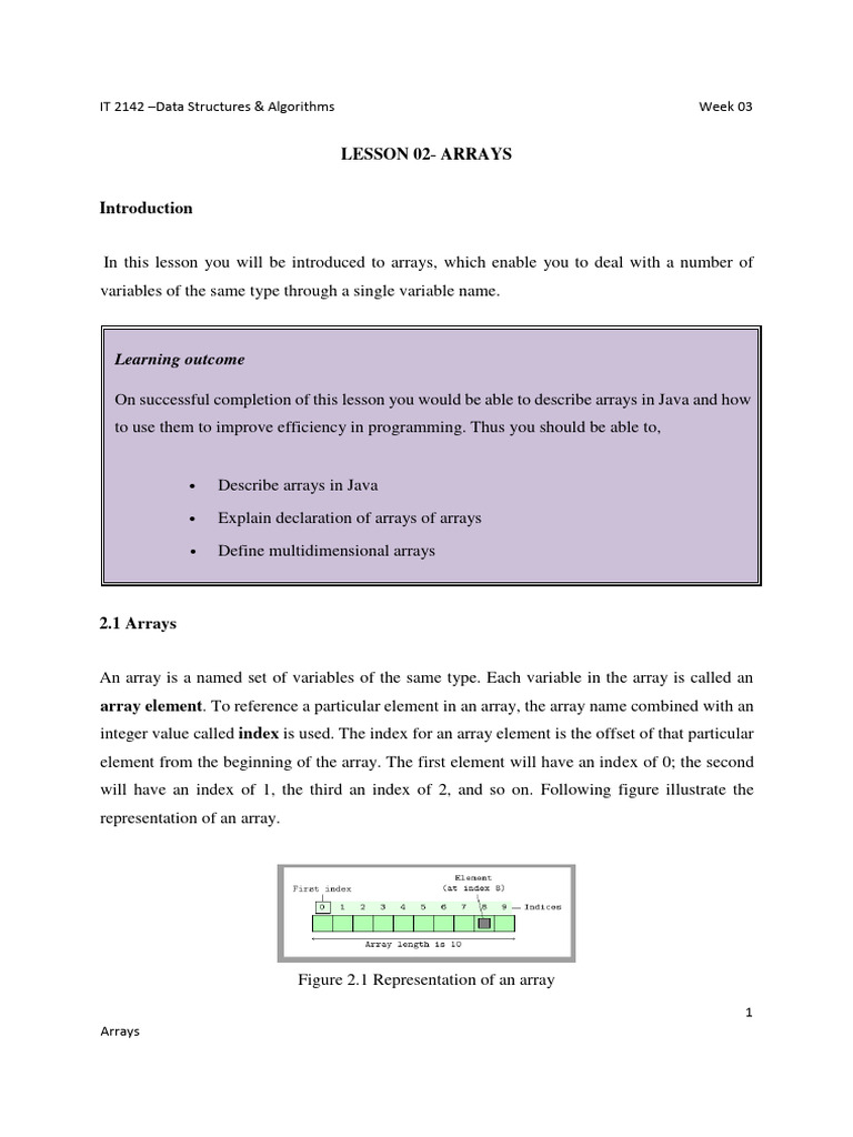 Week03 Lesson 02 Arrays Pdf Integer Computer Science Data Type 1793