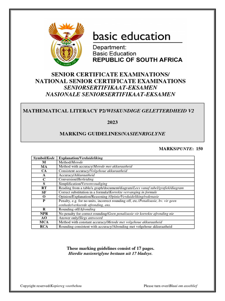 Mathematical Literacy P2 May-June 2023 MG Afr & Eng | PDF Mathematical Literacy P2 May-June 2023 MG Afr & Eng | PDF
