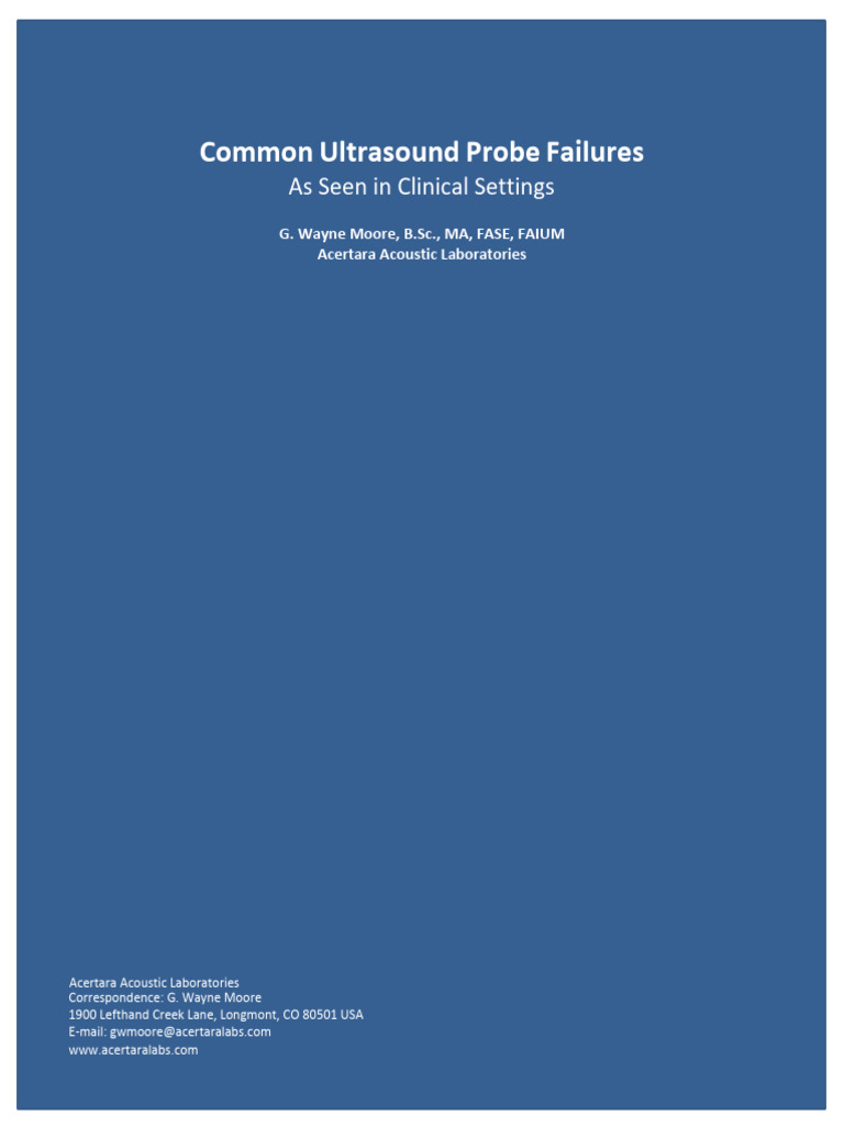 Common Probe Failures | PDF | Medical Ultrasound | Medical Imaging