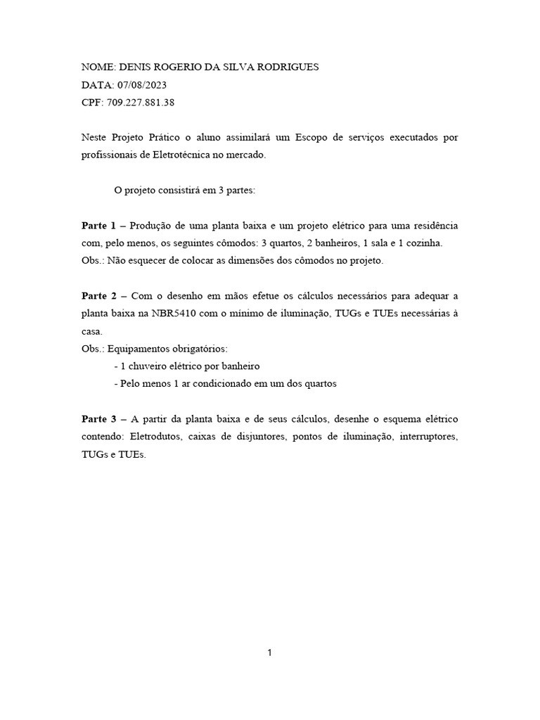 Projeto Pratico Eletrotecnica 2 Pdf