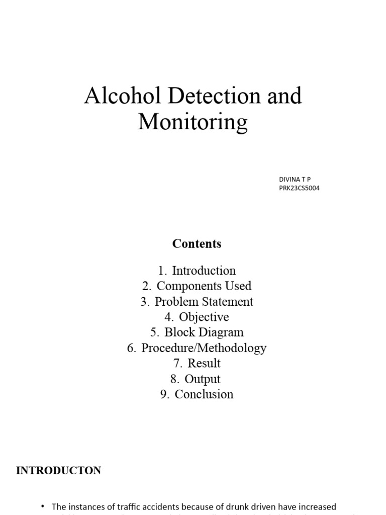 Alcohol Detection System for Drivers | PDF | Driving Under The ...