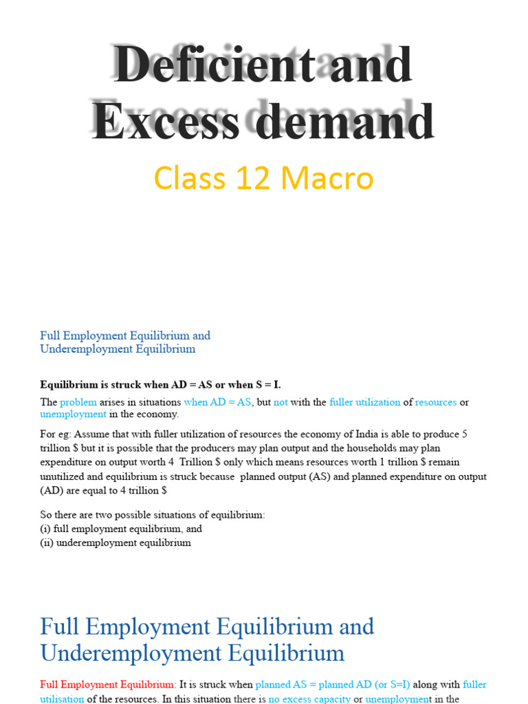 Deficient and Excess Demand | PDF | Cost Of Living | Inflation
