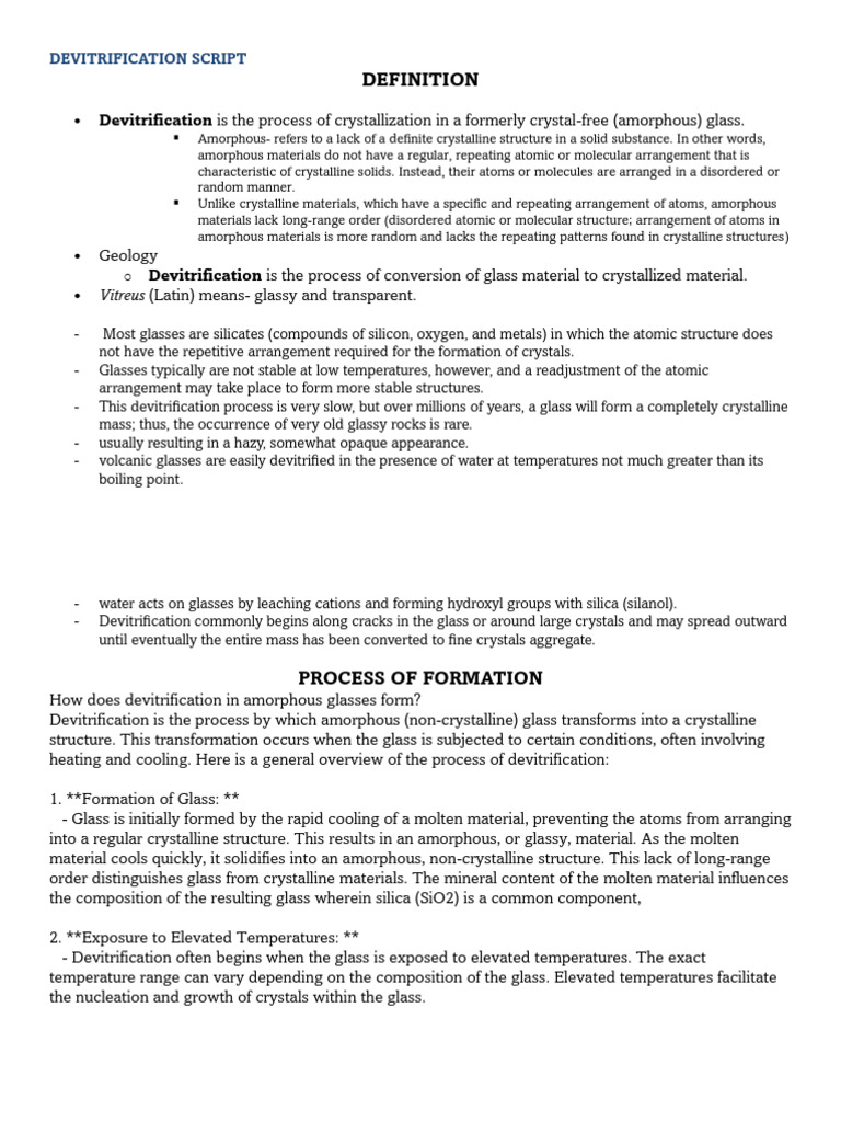 Devitrification Script | Download Free PDF | Crystal | Glasses