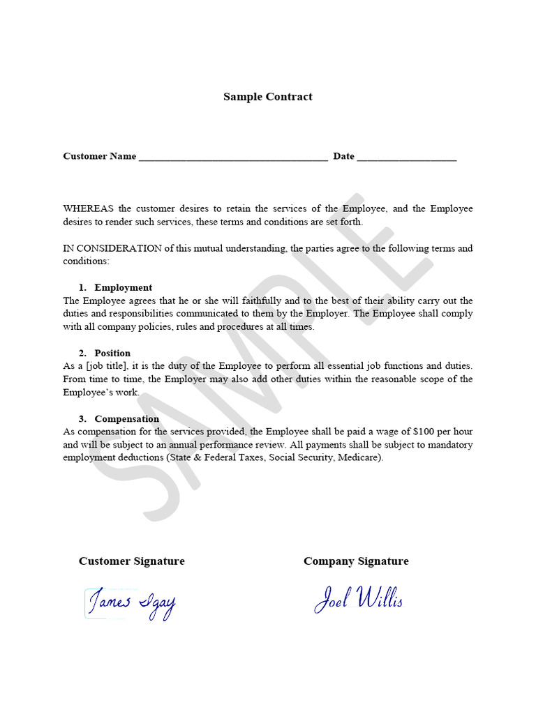 Sample Contract | PDF | Business | Finance & Money Management