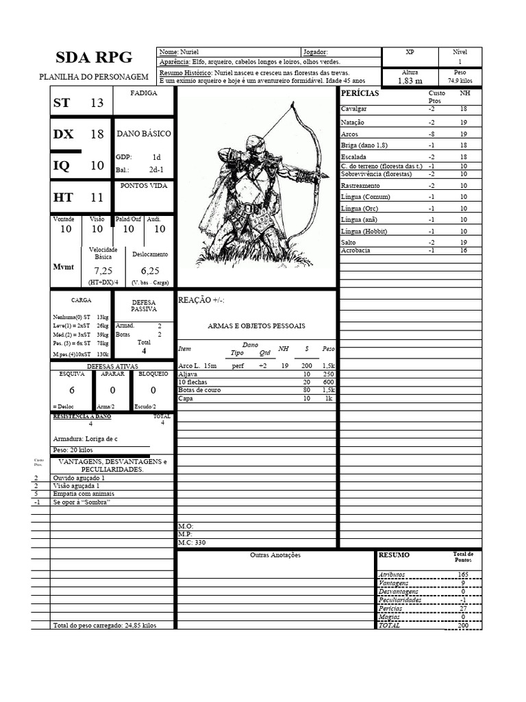Ficha Elfo Arqueiro | PDF | Scoutcraft | Arco e flecha
