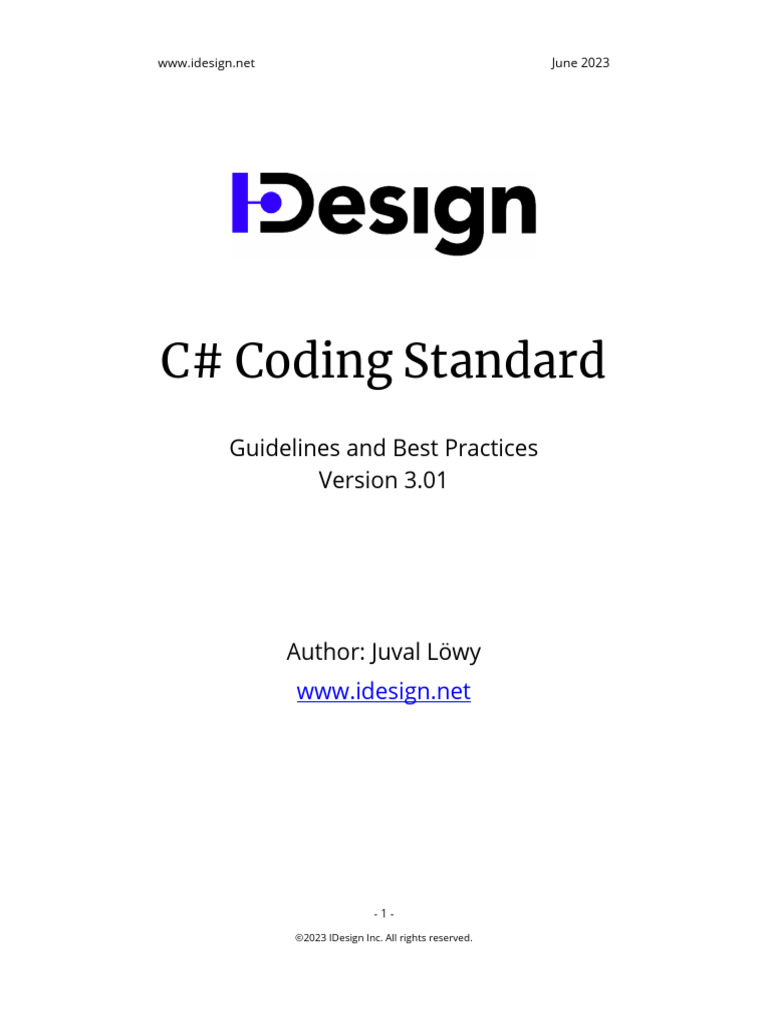 IDesign C# Coding Standard 3.0 | PDF | Class (Computer Programming) | Anonymous Function