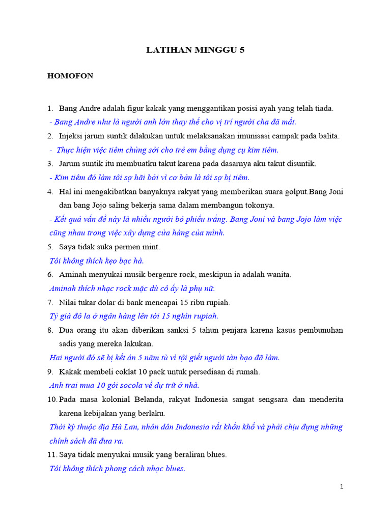 Latihan Minggu 5 (Homofon) | PDF