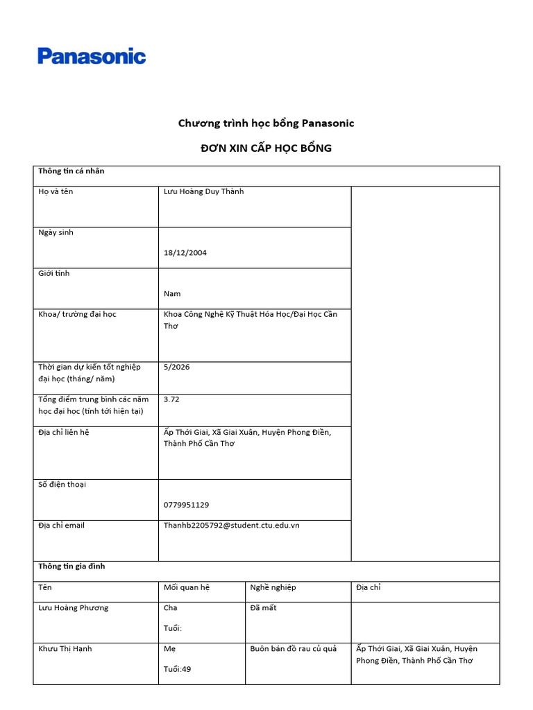 Mau 1 Don Xin Cap Hoc Bong Panasonic | PDF