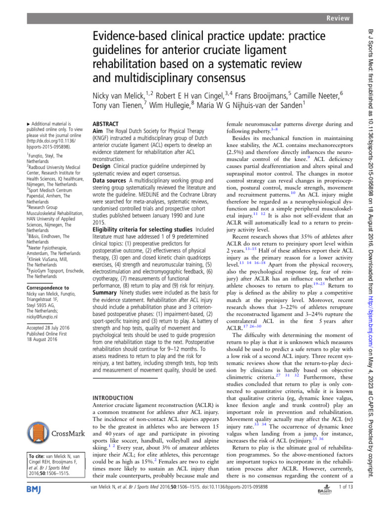 Guideline LCA | PDF | Physical Therapy | Randomized Controlled Trial