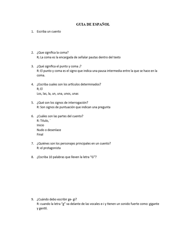 Guia de Español | PDF | Las emociones | Nutrición