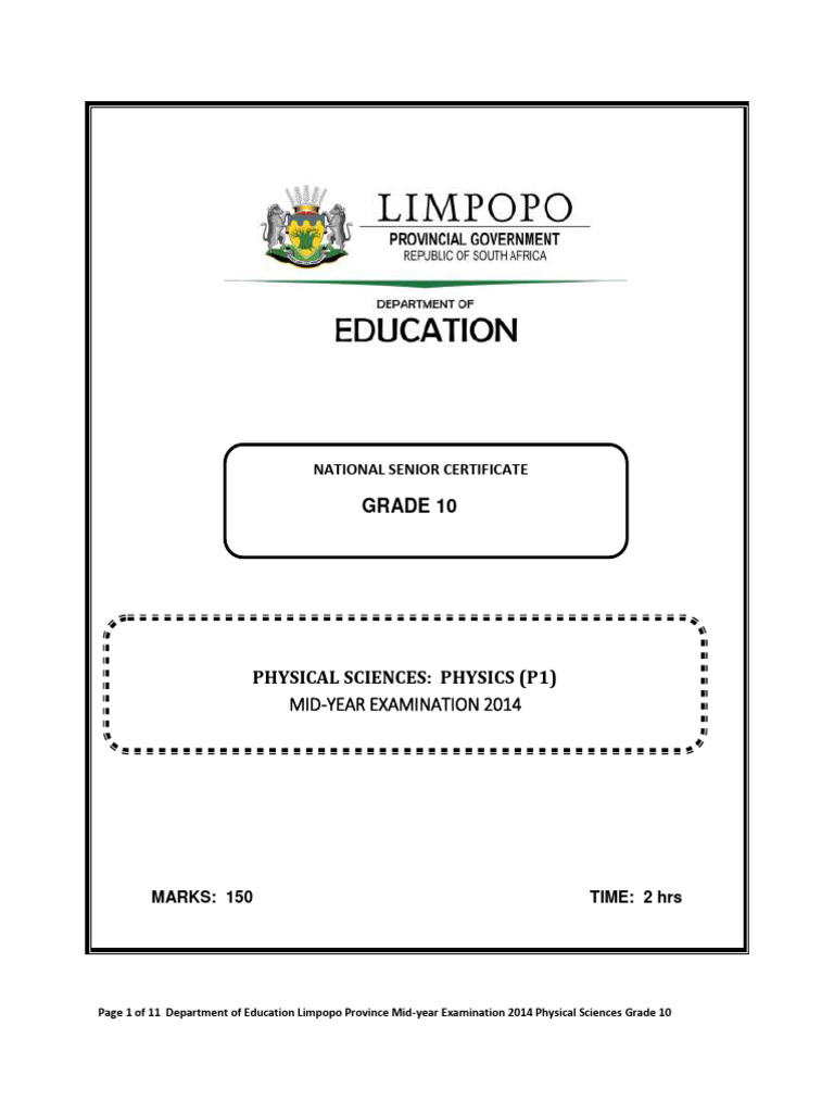 Final 2014 GR 10 Question Paper 1 June | PDF | Electromagnetic Spectrum ...