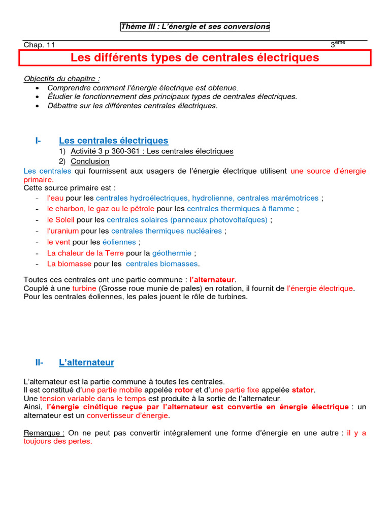Types de centrales électriques expliqués | PDF | Économie énergétique ...