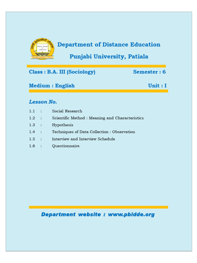 BA 3 Sociology S6 U1 E | PDF | Social Research | Scientific Method