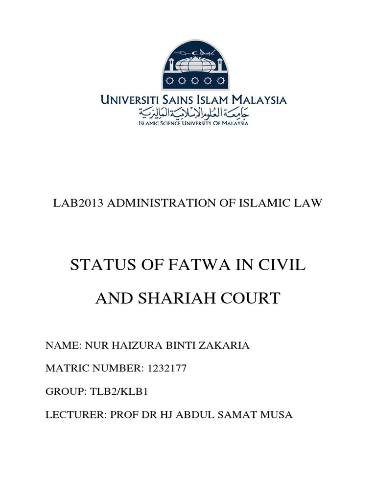 Assignment Islamic Law | PDF | Fatwa | Sharia