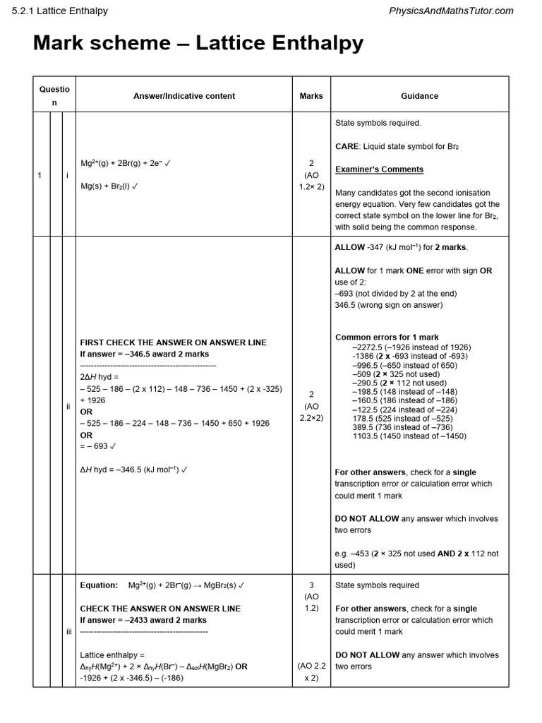 Lattice Enthalpy Calculation Guide | PDF | Ion | Ionic Bonding