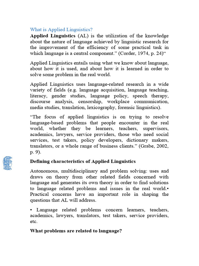Applied Linguistics | PDF | Linguistics | Vocabulary